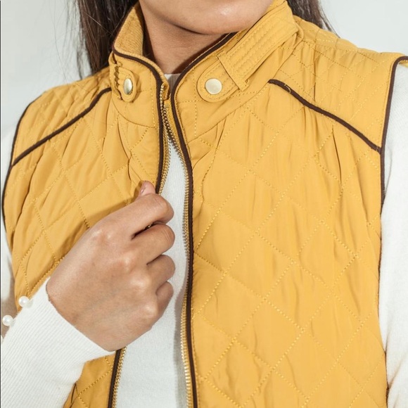 Love Tree | Jackets & Coats | Quilted Vest In Mustard | Poshmark